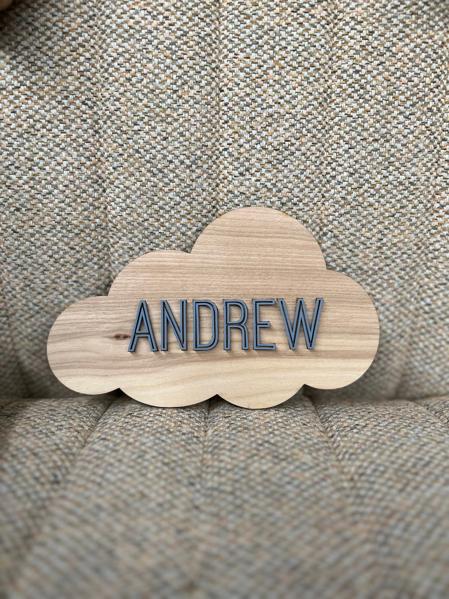 Cloud Baby Name Announcement Sign – Brooklyn Rustics